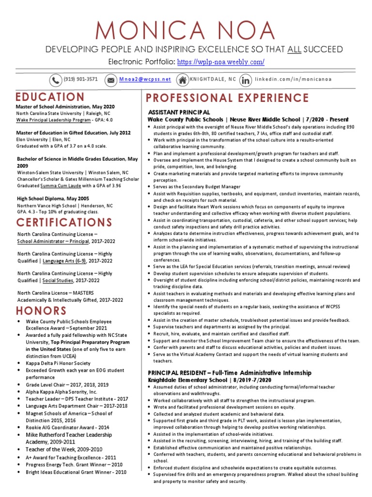 Monica Noa - Professional Resume - 2022 | PDF | Teachers | Lesson Plan