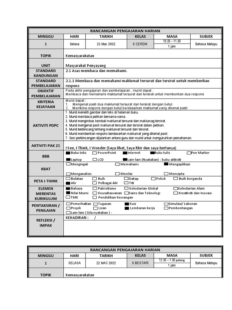 RPH Minggu 35 (Isnin) | PDF