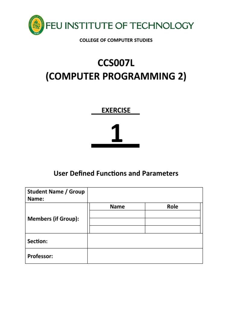 CCS0007 - Laboratory Exercise 1 | PDF