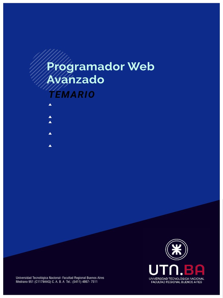 Temario Programador Web Avanzado | Descargar gratis PDF | Ingeniería de Sistemas | Informática