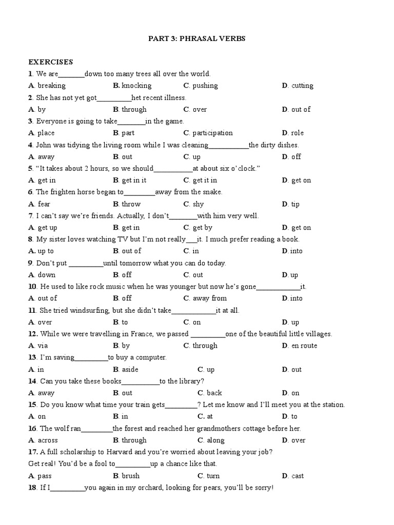 Phrasal Verbs Practice Quiz | PDF