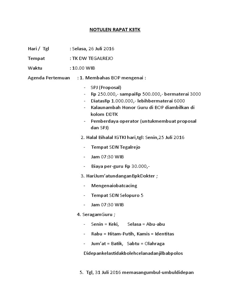 Notulen Rapat, K3TK | PDF