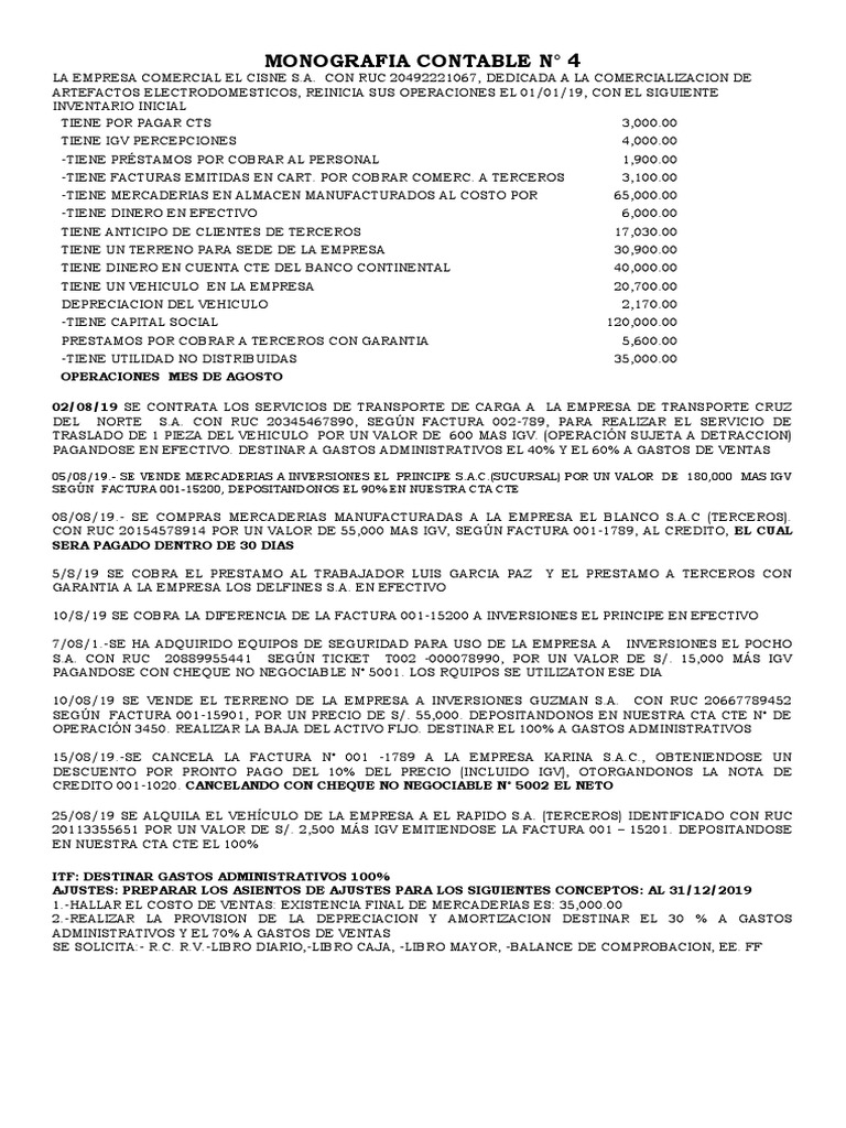 Monografia Contable N 4 | PDF | Business | Servicios financieros