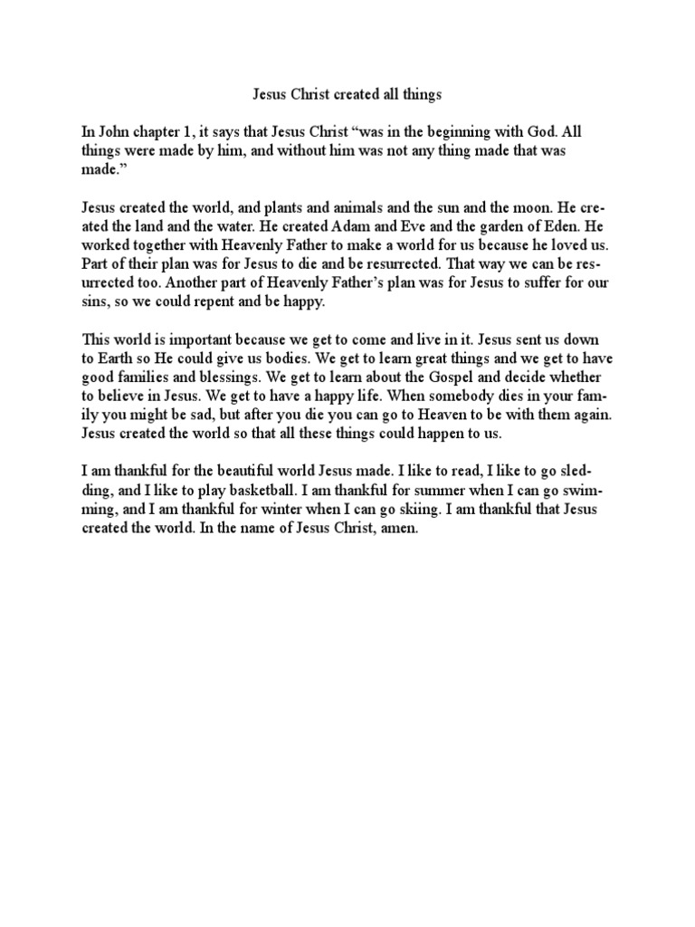 Jesus Christ Created All Things | PDF