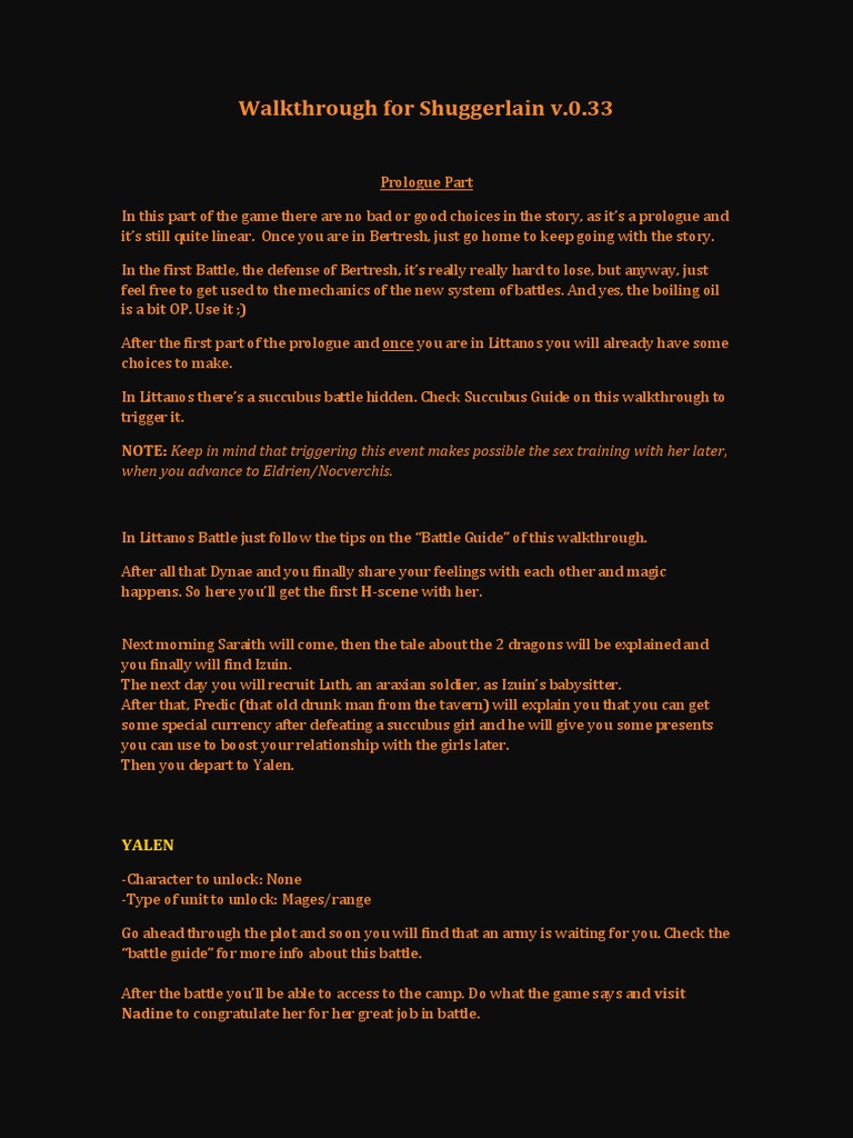 Shuggerlain v0.33 Walkthrough Guide | PDF
