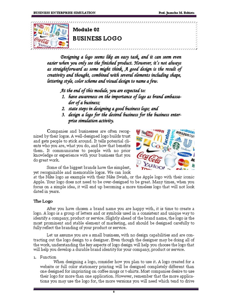 BES Module 02 Business Logo | PDF | Graphics | Communication Design