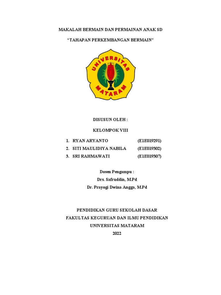 Makalah Bermain Dan Permainan Anak SD Kelompok 8 | PDF