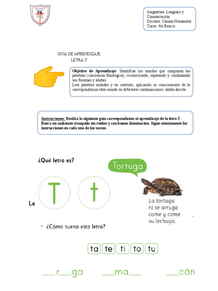 Guía Letra T | PDF