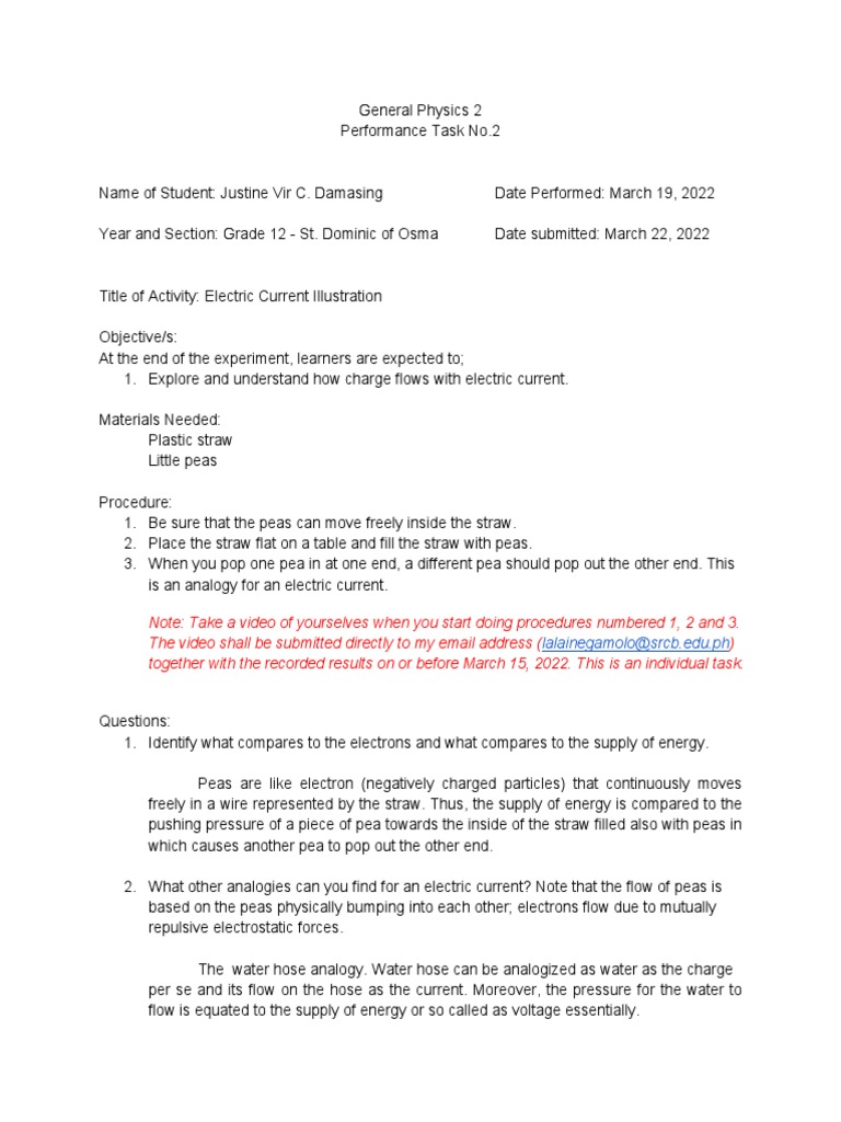General Physics 2.performance Task No.2 | PDF