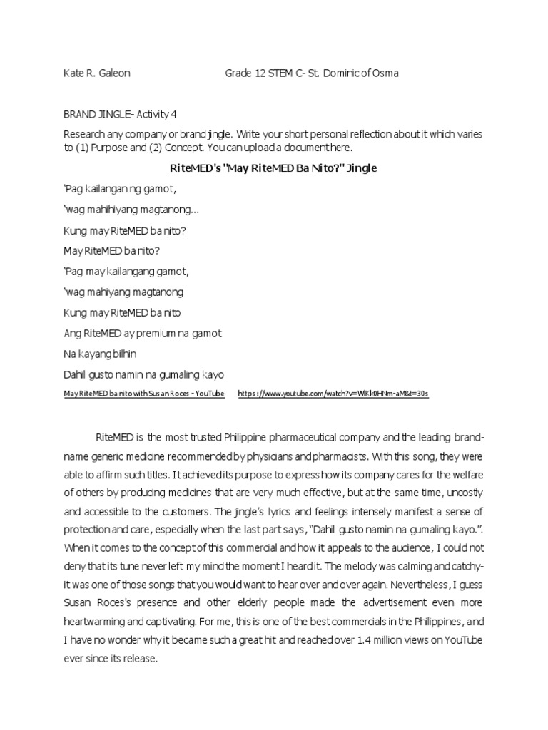 Ritemed'S "May Ritemed Ba Nito?" Jingle | PDF
