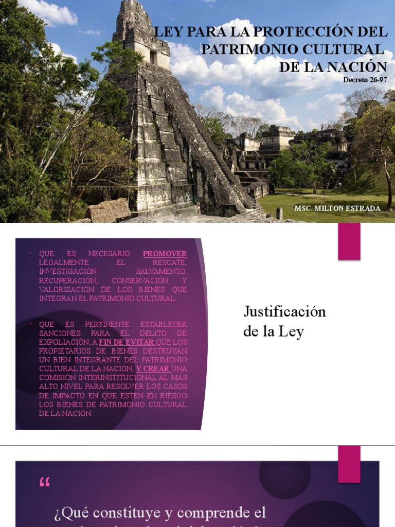 LEY PARA LA PROTECCIÓN DEL PATRIMONIO CULTURAL DE LA NACIÓN | PDF | Patrimonio cultural | Multa ...
