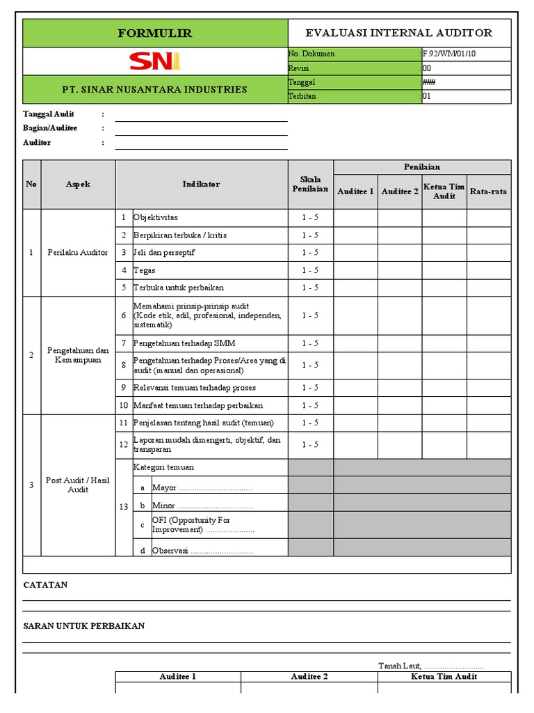 Draft Penilaian OJT - PRA OJT | PDF