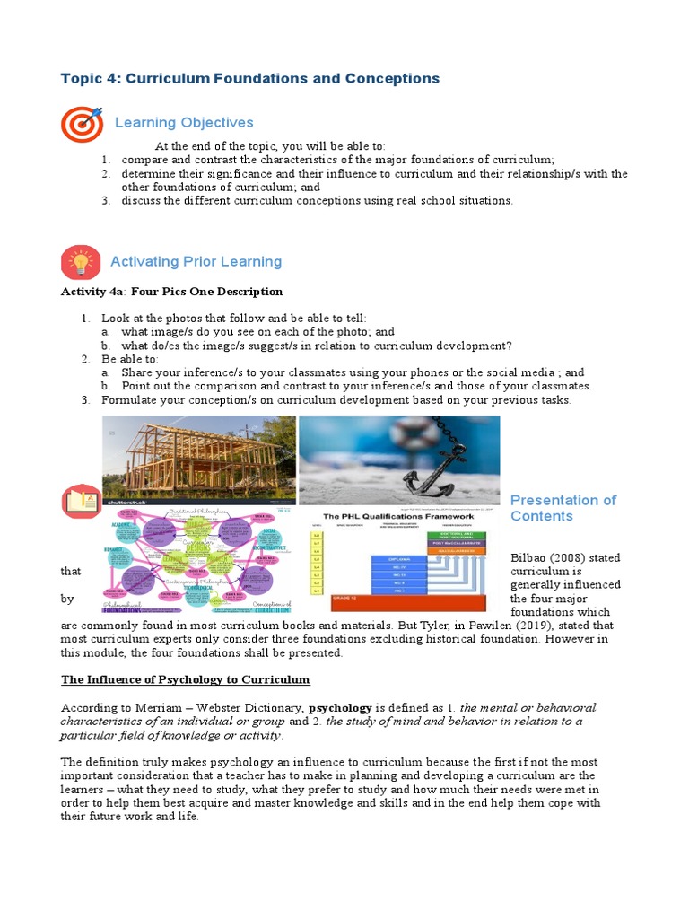Unit 1 Topic 4 Curriculum Foundations and Conceptions | PDF ...