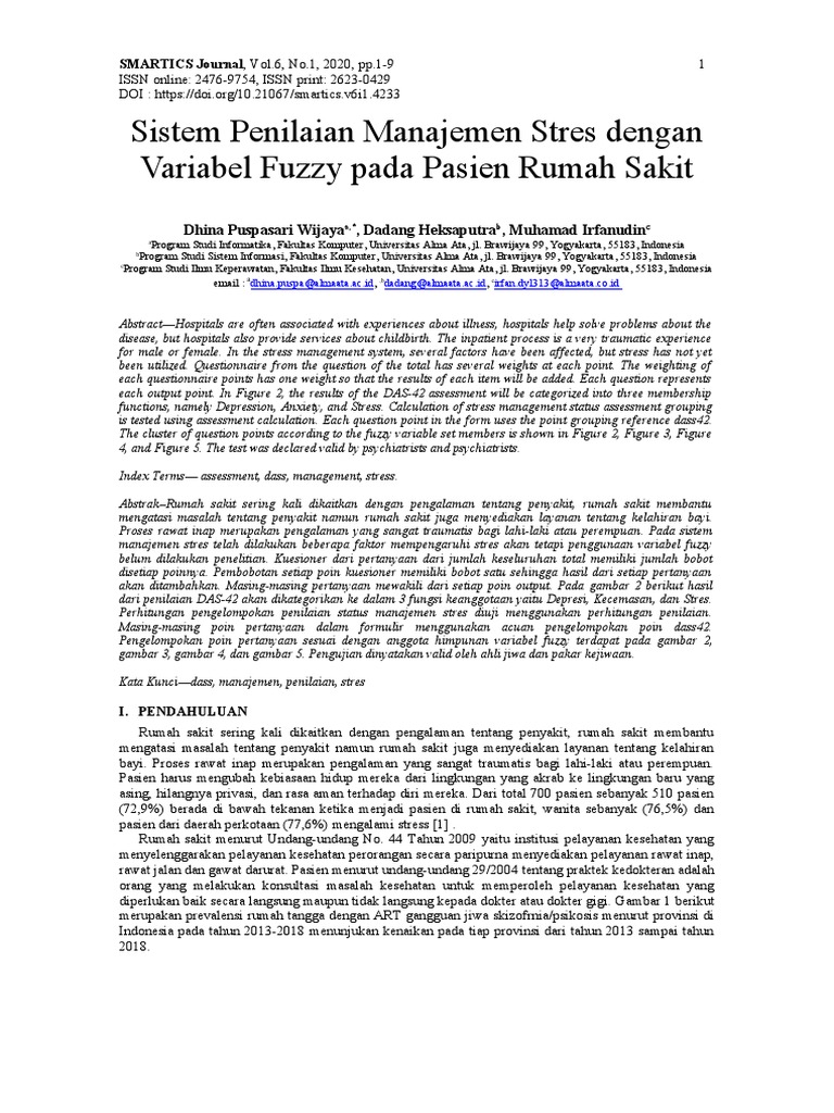 Sistem Penilaian Manajemen Stres Dengan Variabel Fuzzy Pada Pasien Rumah Sakit | Unduh gratis ...