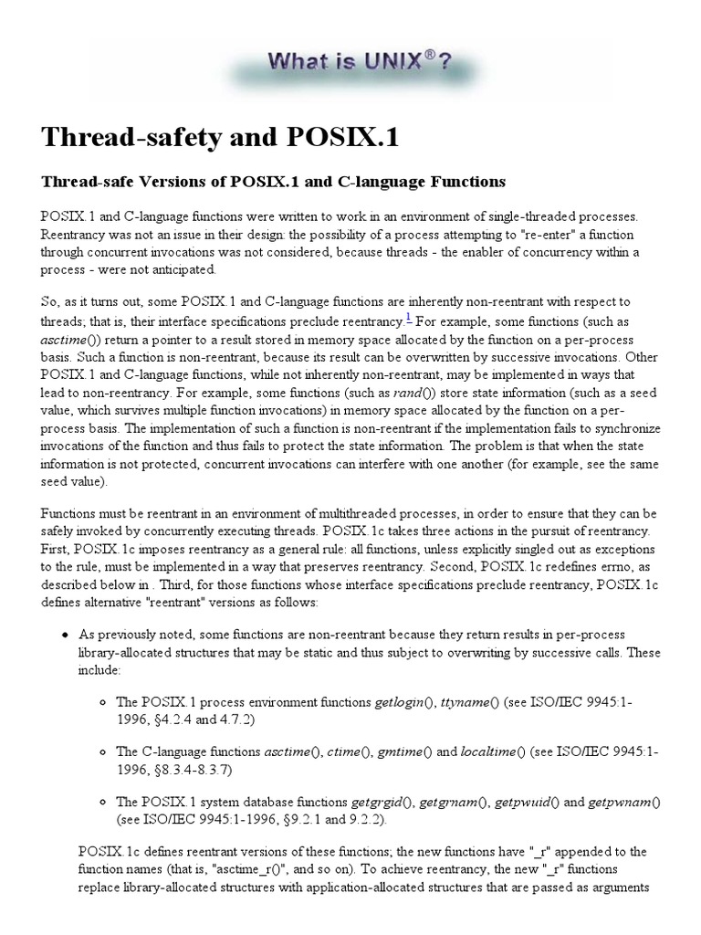 Thread-Safety and POSIX | PDF | Thread (Computing) | Operating System Technology