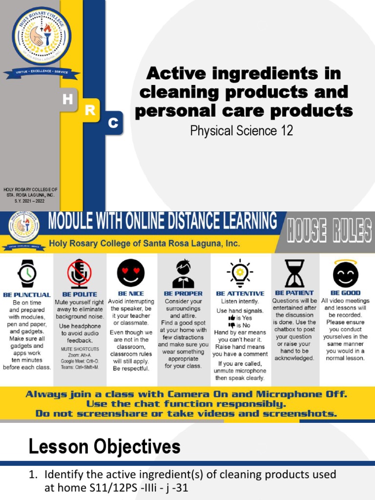 4th Q. Physical Science - Cleaning Products and Personal Care Products ...