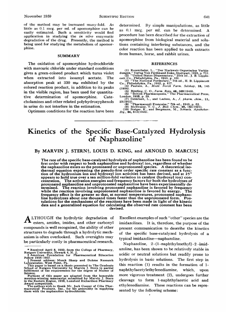 Kinetics of Naphazoline Hydrolysis | PDF | Ph | Buffer Solution