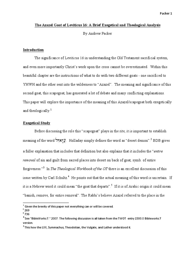 The Azazel Goat: Exegesis & Theology | PDF | Ancient Mediterranean ...