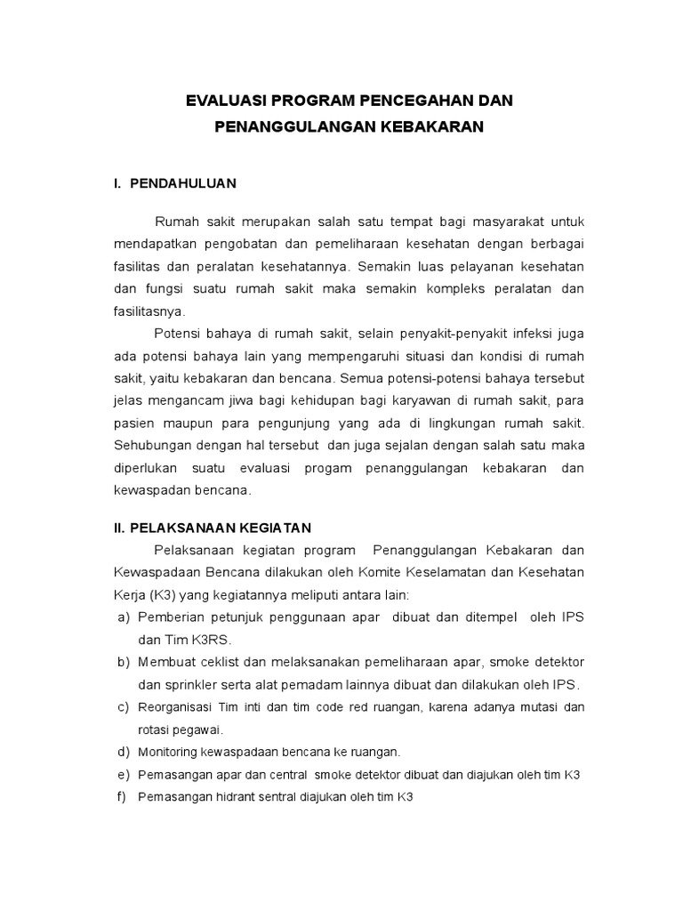 Evaluasi Program K3 di Rumah Sakit | PDF