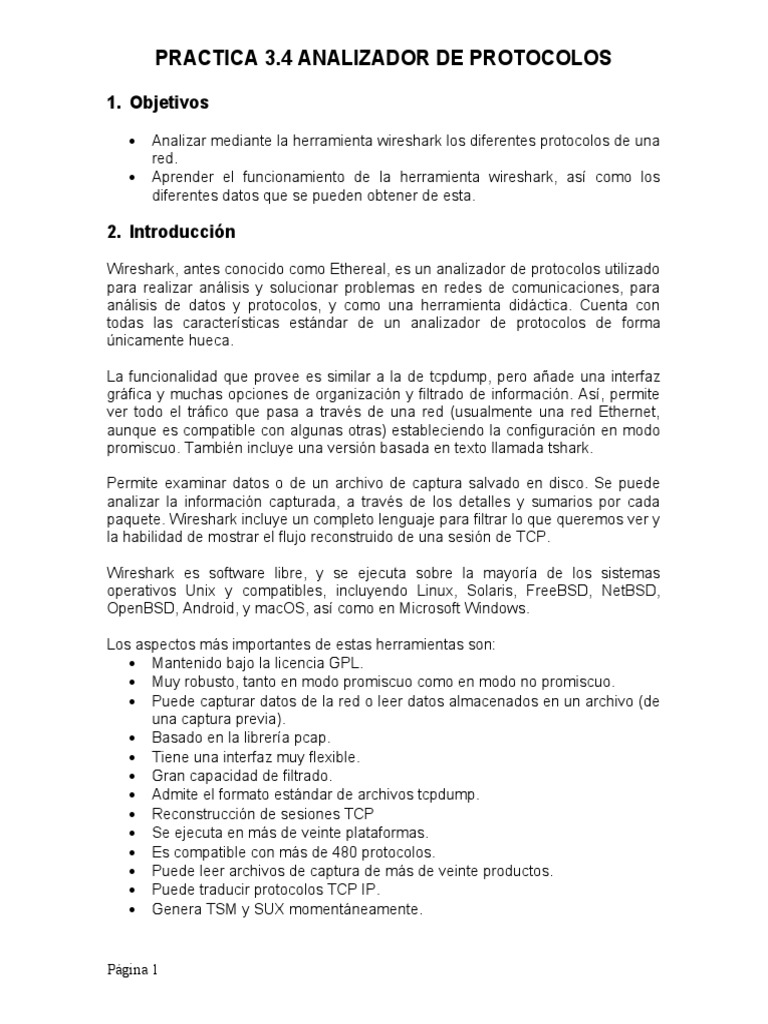 Practica 3.4 Analizador de Paquetes | PDF | Tecnologías de la ...