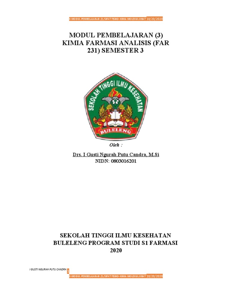 Kimia Farmasi Analisis (3) Sifat Fisiko-Kimia Molekul Obat | PDF