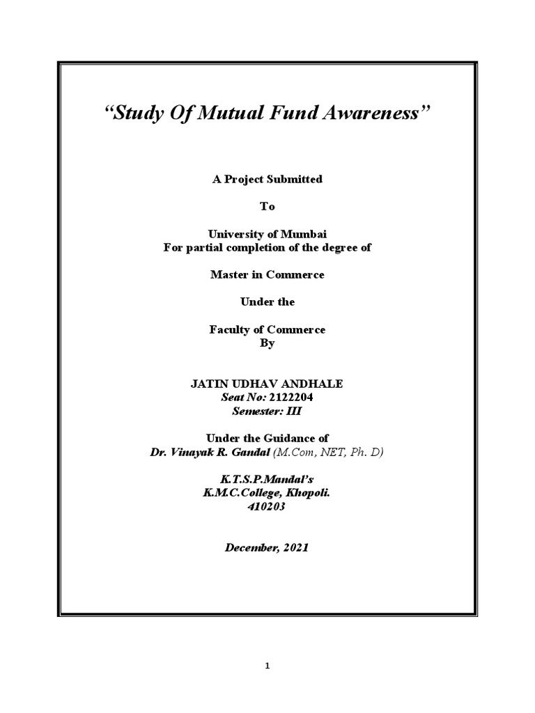 Study of Mutual Fund Awareness in India | PDF | Investment Fund | Investing