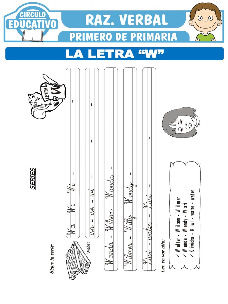 La Letra W para Primero de Primaria | PDF | Artes del Lenguaje y ...