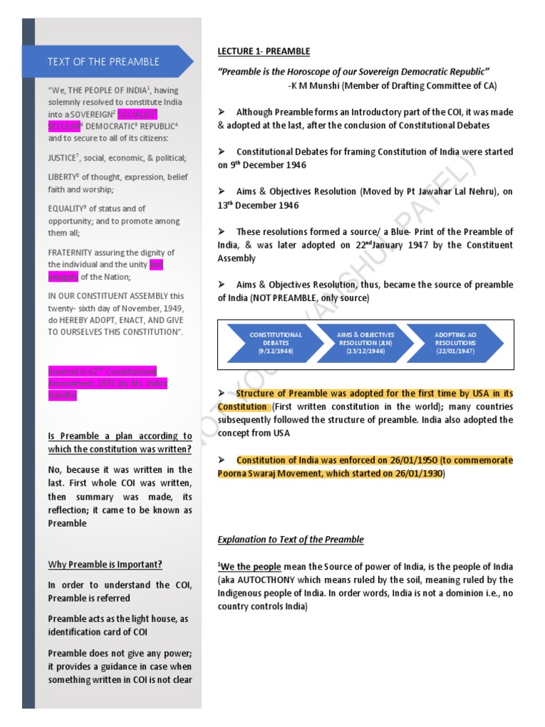 Preamble Is The Horoscope of Our Sovereign Democratic Republic | PDF ...