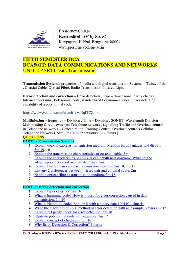 DCN UNIT2 Complete | PDF | Transmission Medium | Multiplexing