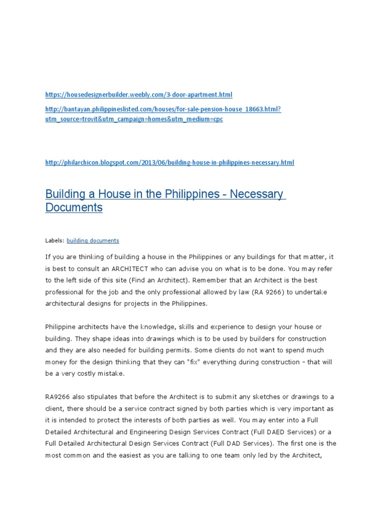 Building A House in The Philippines - Necessary Documents | PDF ...