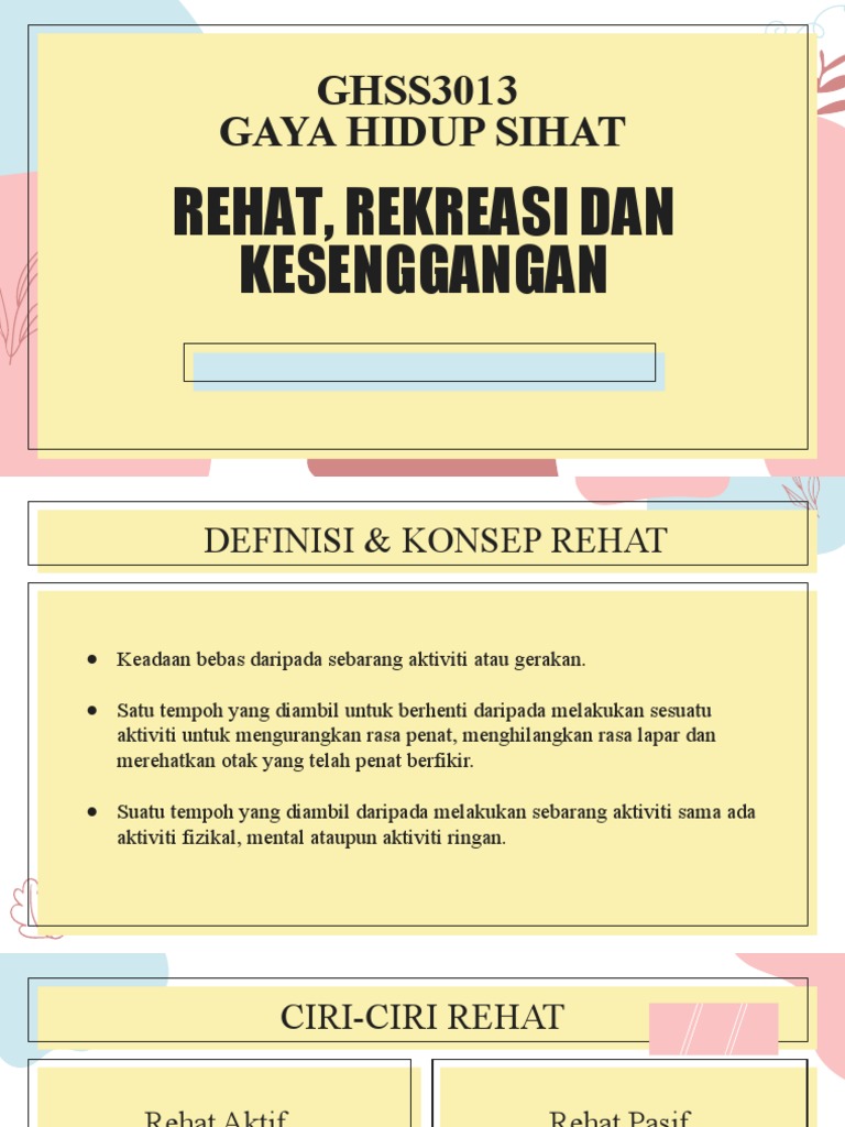 Rehat, Rekreasi Dan Kesenggangan | PDF