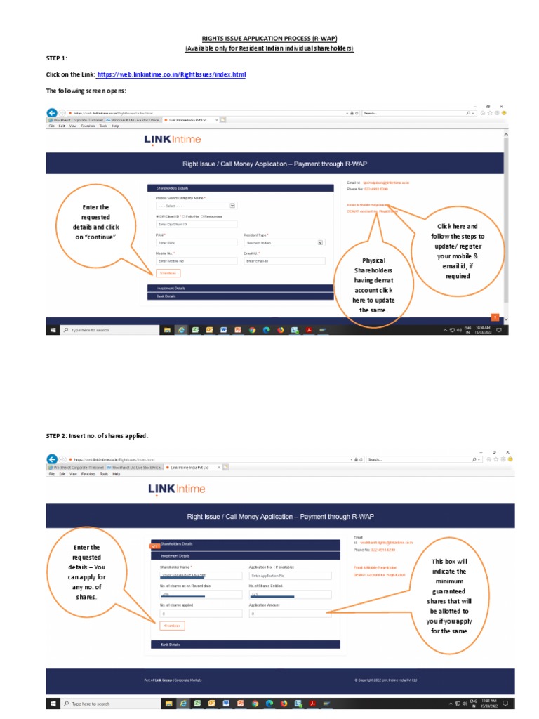 Rights Issue Application Process (R-Wap) Step 1: Click On The Link ...