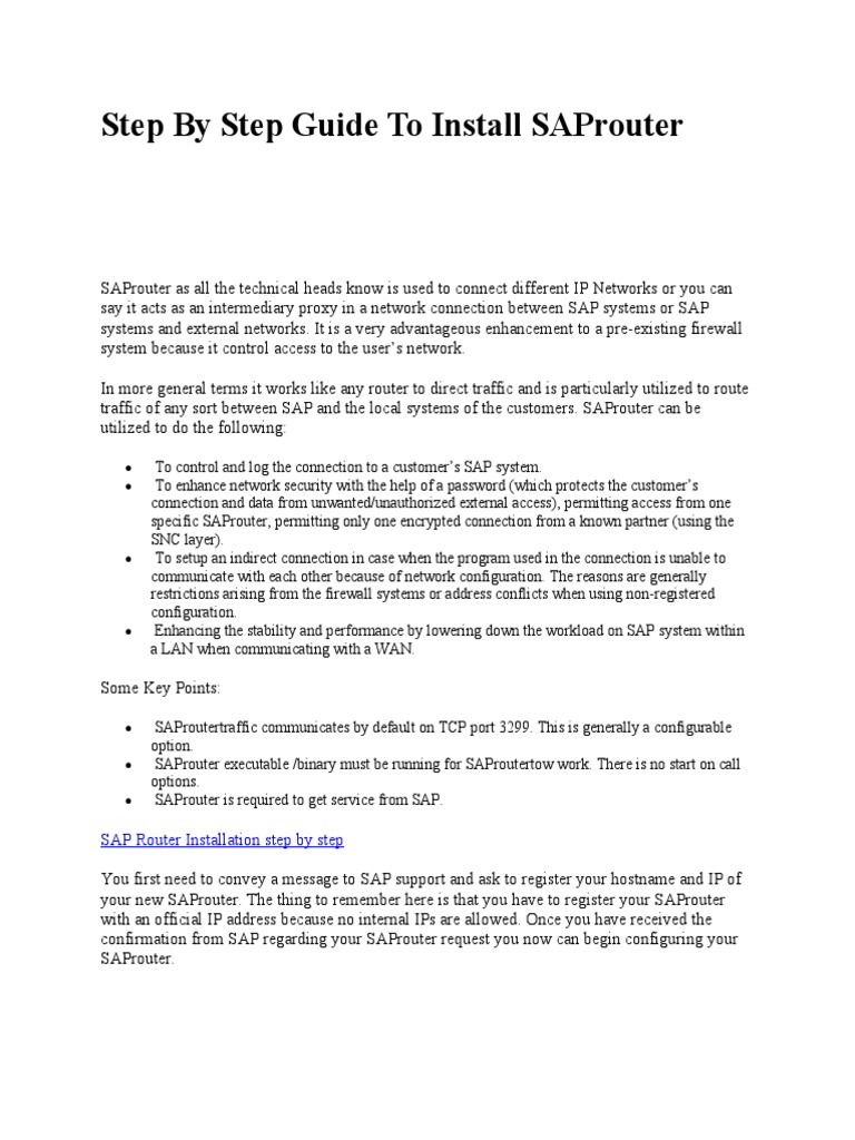 IMP - Step by Step Guide To Install SAProuter | PDF | Computer Network ...