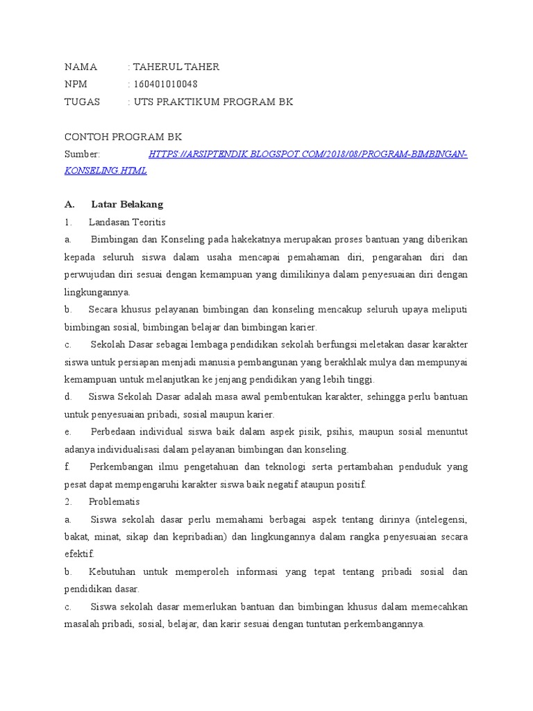 Contoh Program BK | PDF