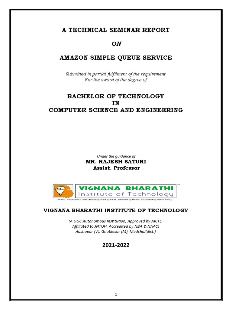 A Technical Seminar Report: Submitted in Partial Fulfilment of The ...