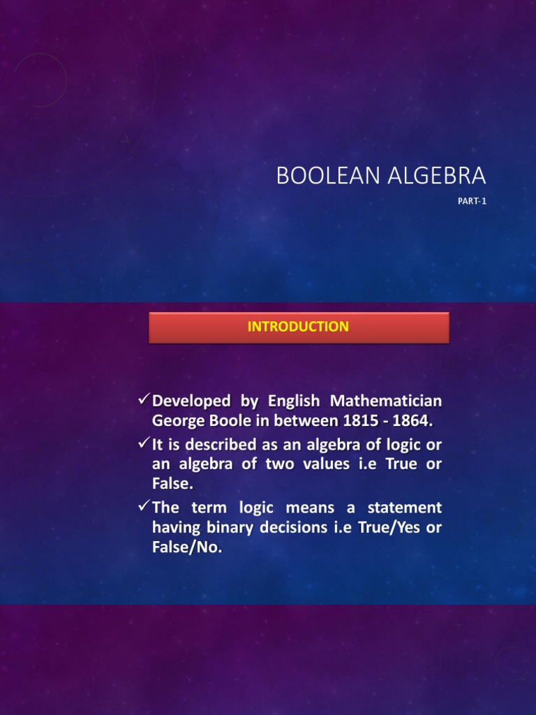 BOOLEAN ALGEBRA-Part 1 | PDF
