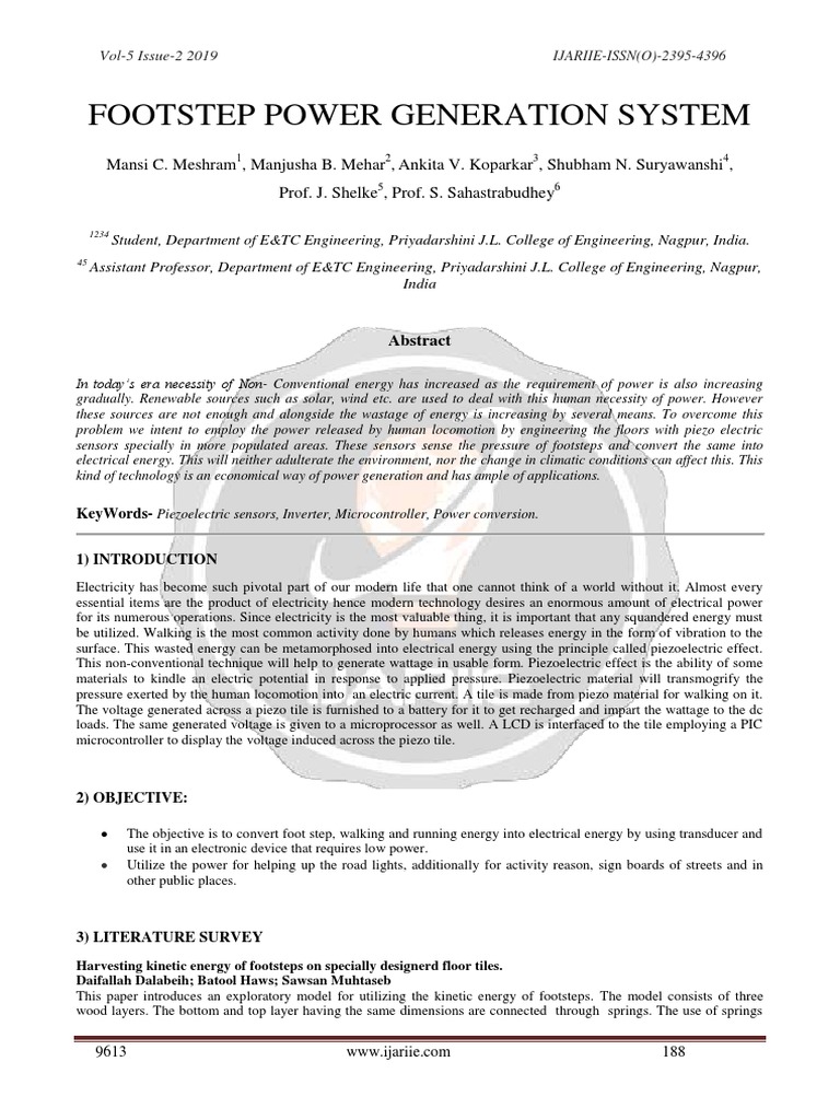 Footstep Power Generation System Ijariie9613 | PDF | Power Inverter ...