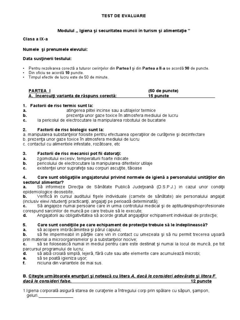 Test Igiena | PDF