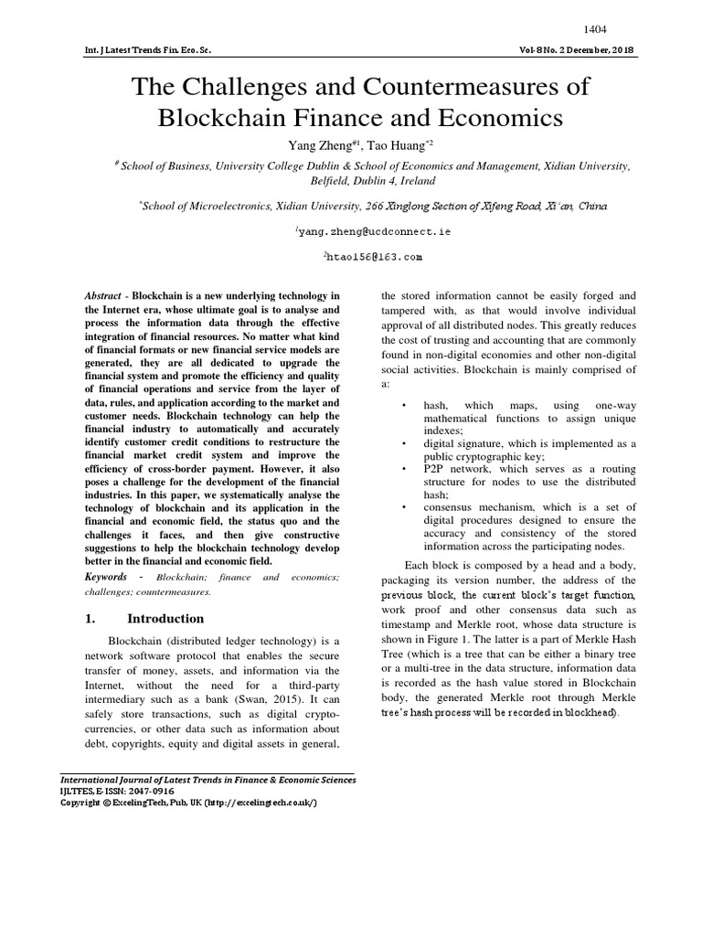 The Challenges and Countermeasures of Blockchain Finance and Economics ...