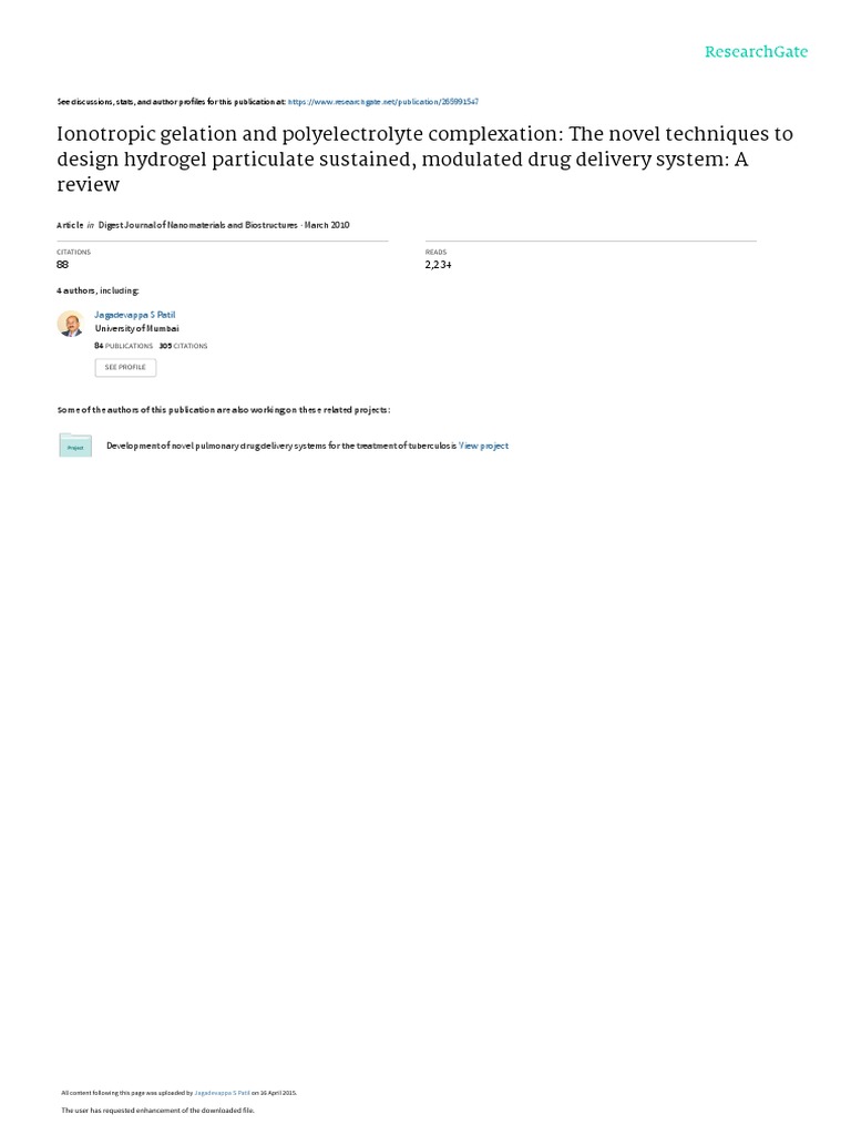 Patil, 2010 (Ionotropic Gelation and Polyelectrolyte Complexation The ...