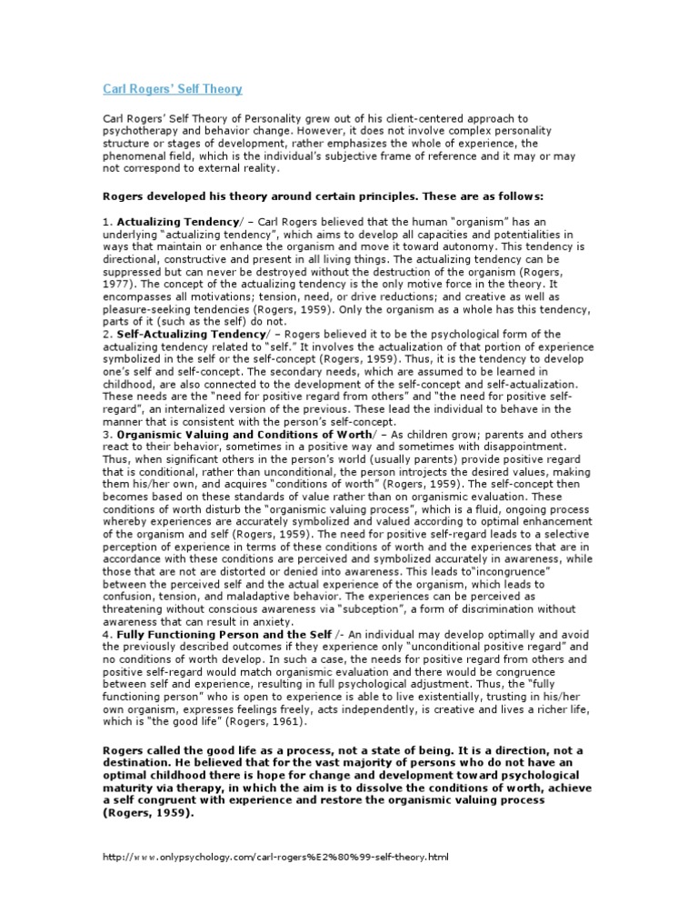 Carl Rogers Self Concept Theory | PDF | Self Actualization | Emergence