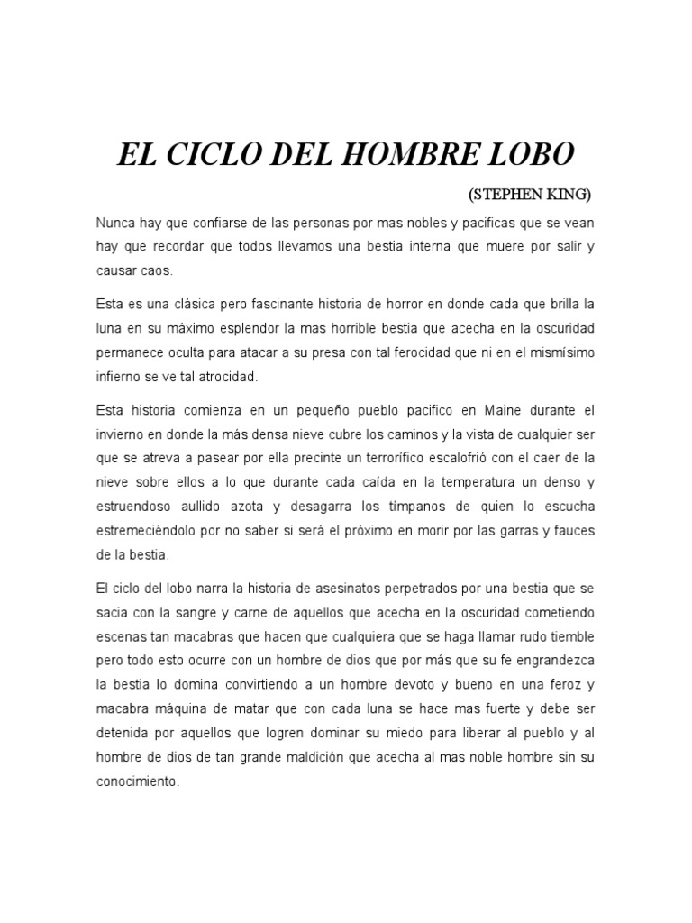 Reseña El Ciclo Del Hombre Lobo | PDF