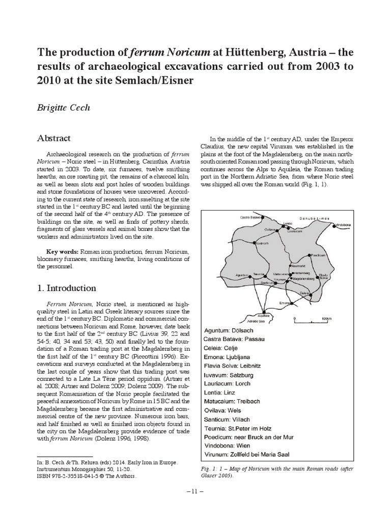 The Production of Ferrum Noricum at Hutt | PDF