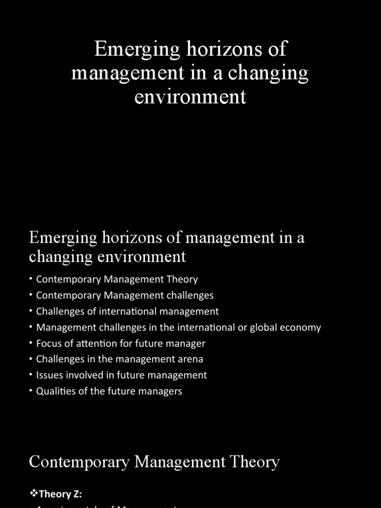 Emerging Horizons of Management in A Changing Environment | PDF ...