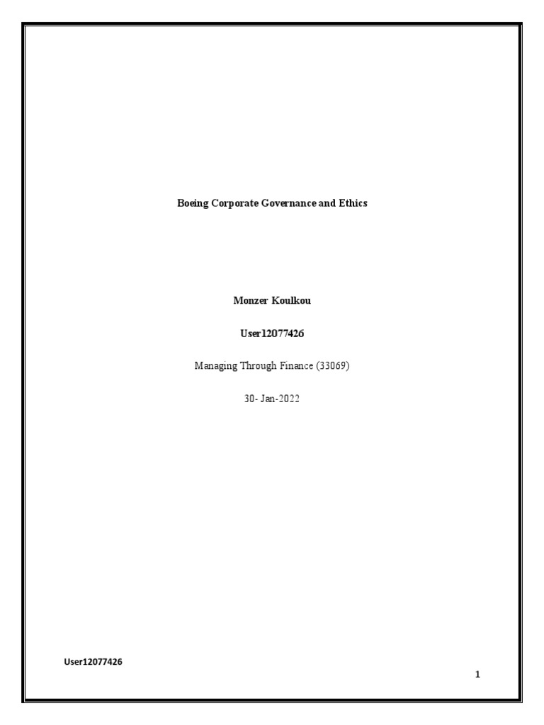 Boeing Corporate Governance and Ethics | PDF | Corporate Governance ...
