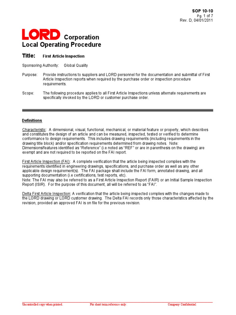 Corporation Local Operating Procedure: Title | PDF | Specification ...