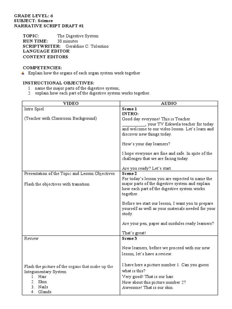 Digestive System Script | PDF | Human Digestive System | Digestion