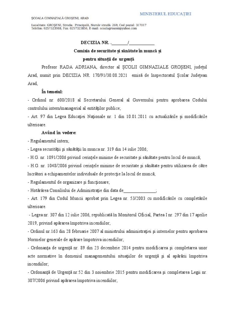 Decizie SSM Si PSI | PDF
