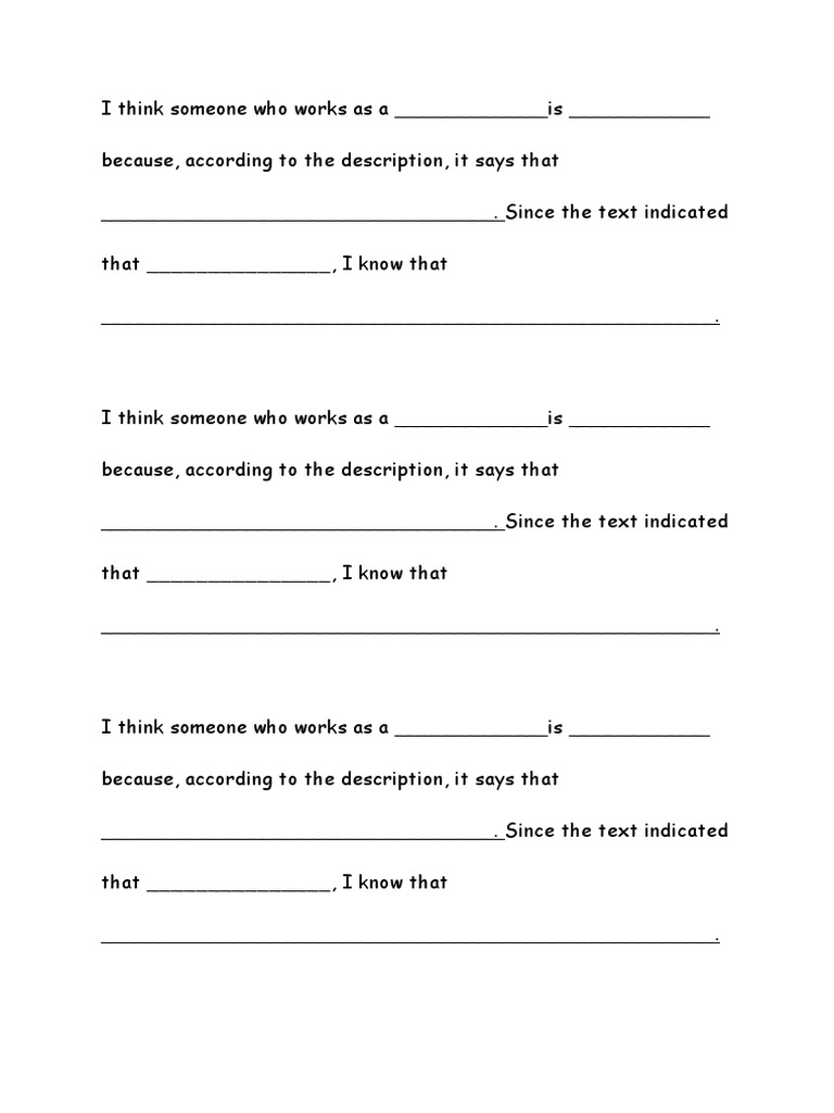 Sentence Frames For Career Inference | PDF