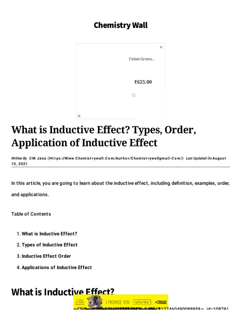 Inductive Effect: Types and Applications | PDF | Chemical Bond ...
